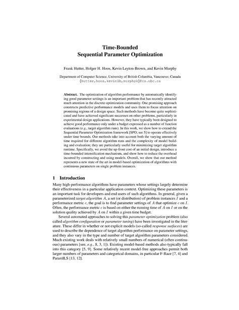 Time Bounded Sequential Parameter Optimization Time Bounded