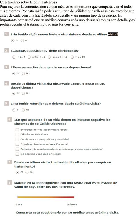 Cuestionario Sobre Colitis Ulcerosa Comunicacion Con Tu Medico
