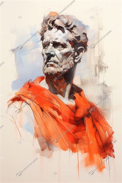 Blind Contour Sketch Marcus Aurelius In Senator Toga Ancient Rome Photo