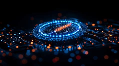 Digital Speedometer Gauge Dashboard Icon Made Of Glowing Particles For