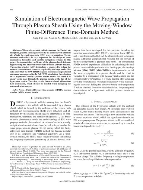 Pdf Simulation Of Electromagnetic Wave Propagation Through Plasma Sheath Using The Moving