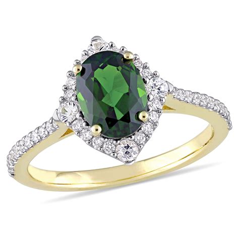 Everly Women S 1 3 4 Carat T G W Oval Cut Chrome Diopside And White