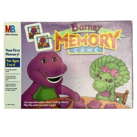 Barney Memory Matching Game Vtg Milton Bradley Purple Dinosaur 1993