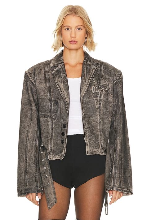 Hours Freya Jacket In Coated Vintage Black Revolve