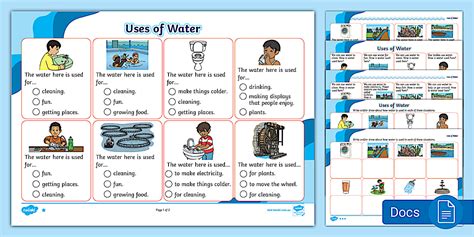 Water Uses Worksheets Teacher Made Twinkl