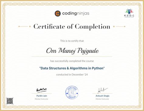 Coursecompletion Datastructuresandalgorithms Python Codingninjas Om Pajgade