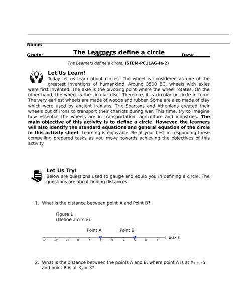2define A Circle Pre Calculus The Learners Define A Circle The