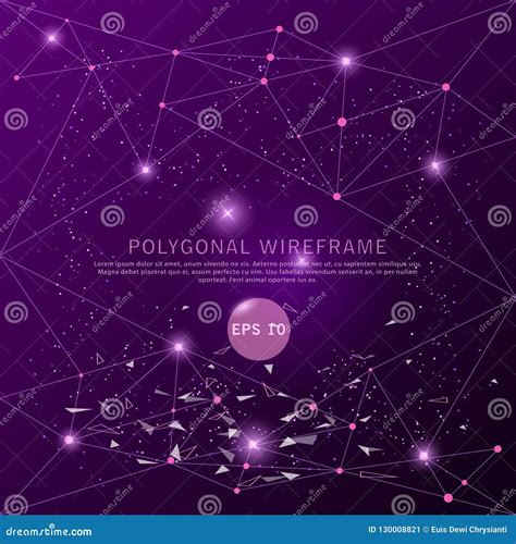 Abstract Purple Background Futuristic Wire Frame Stock Vector