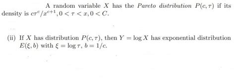 Solved A Random Variable X Has The Pareto Distribution P C Chegg