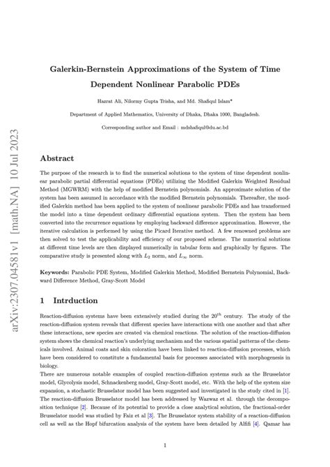 Pdf Galerkin Bernstein Approximations Of The System Of Time Dependent