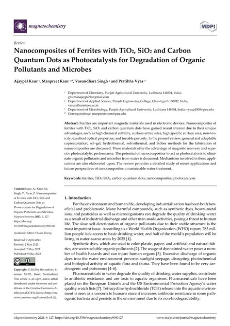 Pdf Nanocomposites Of Ferrites With Tio2 Sio2 And Carbon Quantum