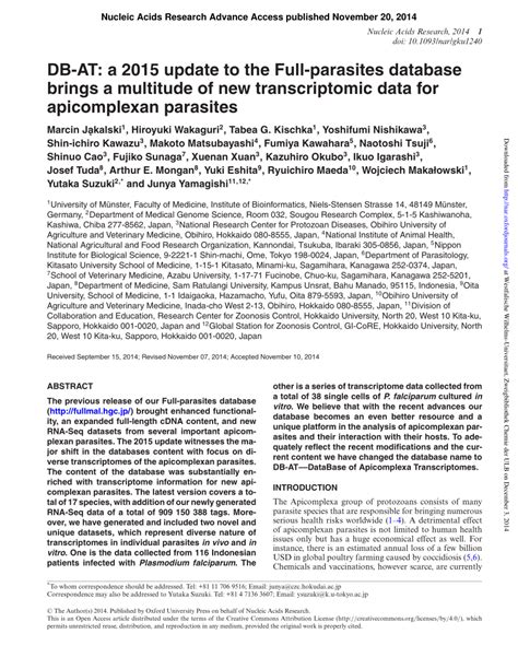 Pdf Db At A 2015 Update To The Full Parasites Database Brings A Multitude Of New