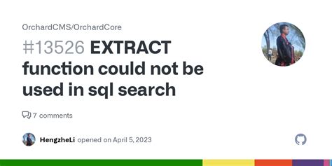extract function could not be used in sql search · issue 13526