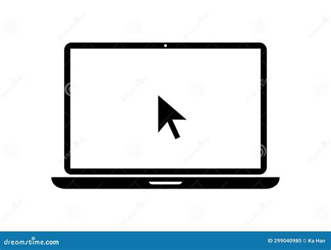 Laptop With Pointer Or Cursor Icon Vector Notebook Display With