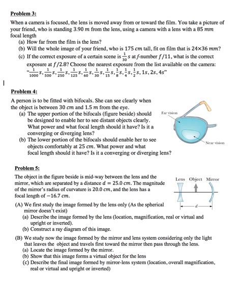 Solved Problem When A Camera Is Focused The Lens Is Chegg