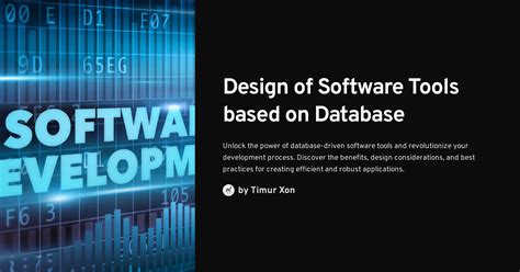 Design Of Software Tools Based On Database