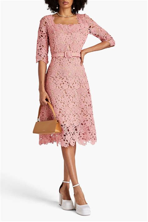 Oscar De La Renta Belted Guipure Lace Midi Dress The Outnet