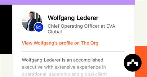 Wolfgang Lederer Chief Operating Officer At Eva Global The Org
