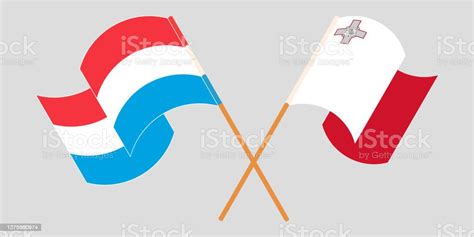 룩셈부르크와 몰타의 교차하고 흔들리는 깃발 국가 지리적 지역에 대한 스톡 벡터 아트 및 기타 이미지 국가 지리적 지역 국기
