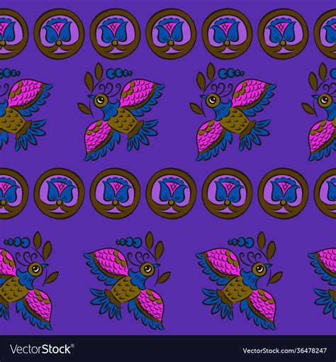 Slavic Floral Seamless Pattern With Wild Roses Vector Image