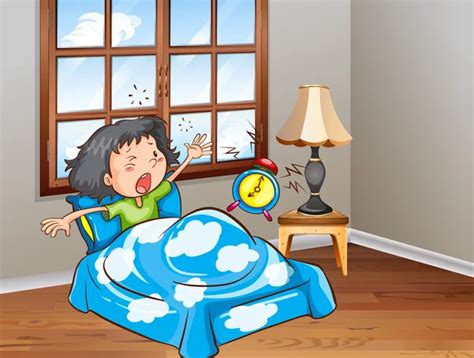 13828187 Ilustraciones De Stock De Niña Despertando Caricatura