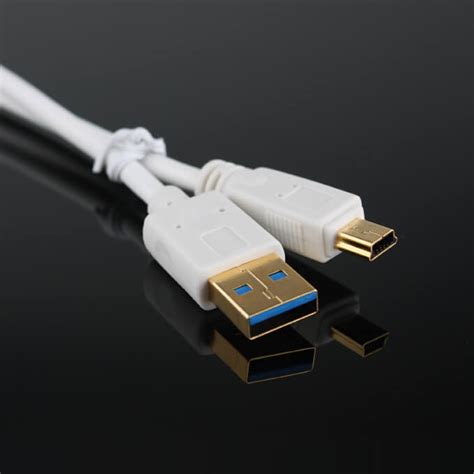 FT Gold Plated USB Male A To Mini Pin Male Cable Connector Adapter Cable White