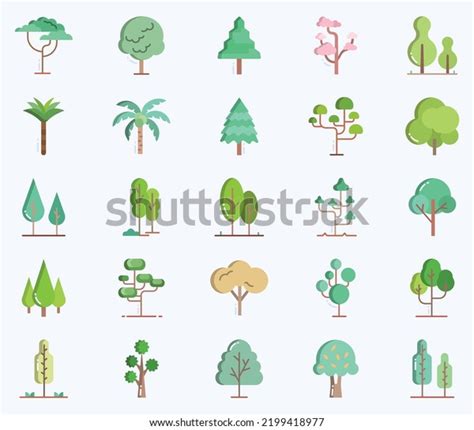 Set Trees Plants Icons Stock Vector Royalty Free 2199418977 Shutterstock