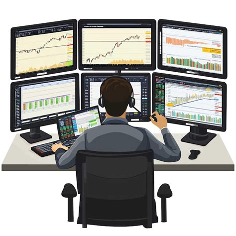 Minimal Flat A Financial Analyst Using Multiple Screens To Compare