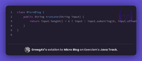 Greegav S Solution For Micro Blog In Java On Exercism