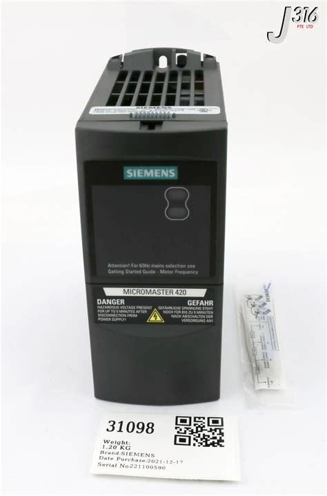 31098 Siemens Micromaster 420 Inverter Drive New 6se6420 2ud13 7aa1