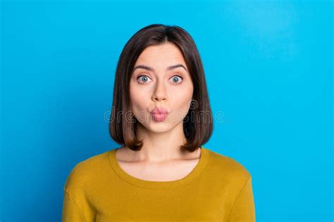 Photo Of Flirty Adorable Woman Wear Shirt Sending You Kiss Pouted Lips