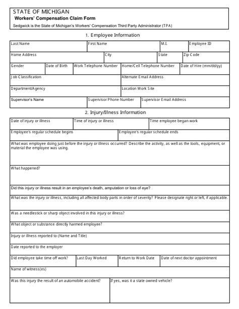 Michigan Workers Compensation Claim Form Fill Out Sign Online And