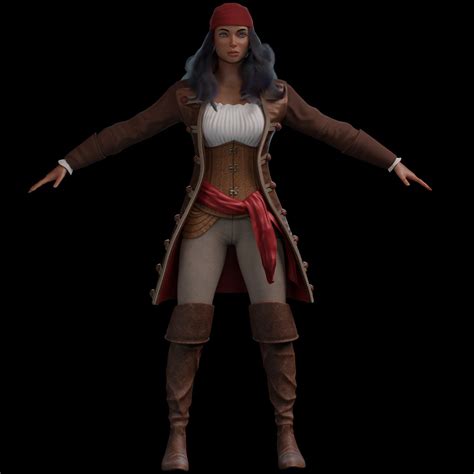 여성 해적 3d 모델 39 Blend Fbx Obj Unknown Ztl Free3d