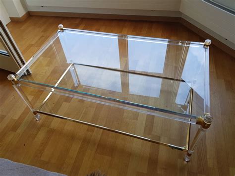 Plexi Acryl Glas Messing Salon Tisch Pierre Vandel Style Gebraucht
