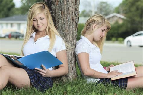 Two Teenage Girls Having Fun Outdoors Stock Image Image Of Bond