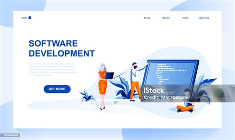 Modèle De Page De Destination Vectorielle De Développement Logiciel Avec Entête Code