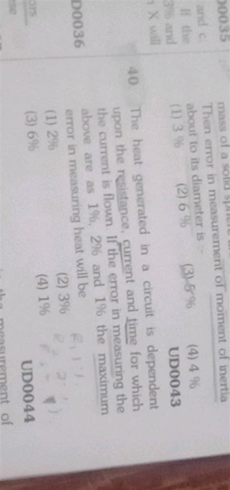 Then Error In Measurement Of Moment Of Inertia About To Its Diameter Is