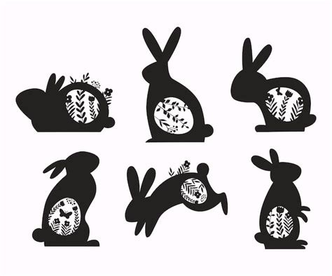 Premium Vector Set Of Easter Bunnies Silhouettes