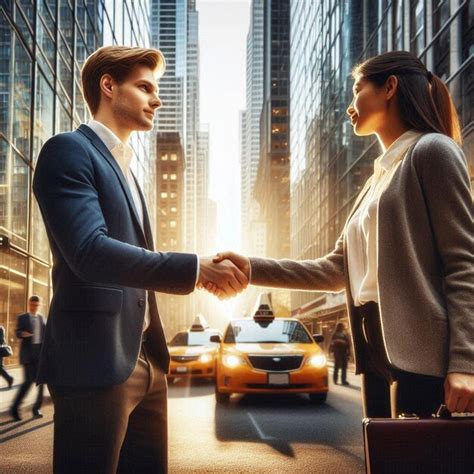Two Business People Shaking Hands Premium Ai Generated Image