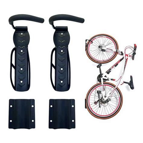 Shiao 타이어 트레이 자전거 후크가 있는 자전거 벽 마운트 랙 2팩 차고용 수직 자전거 보관 랙 실내 티몬