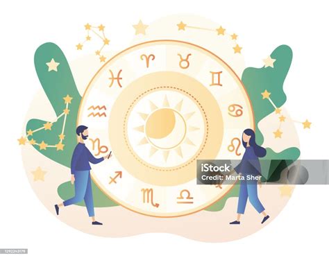 占星術科學概念占星術預測小人占星家讀出生圖十二生肖天體座標系恆星和星座現代平面卡通風格向量向量圖形及更多占星學圖片 Istock