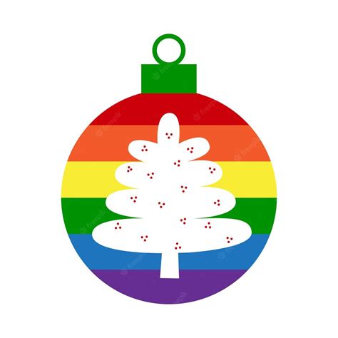 Premium Vector Rainbow Lgbt Christmas Ball Decoration With Tree