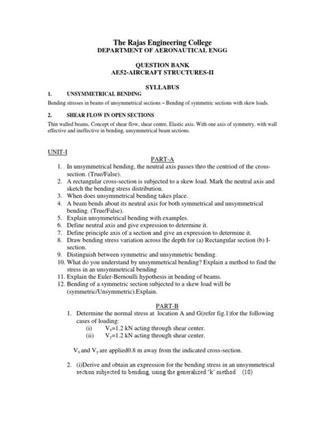 Aircraft Structures Ii Pdf Shear Stress Bending
