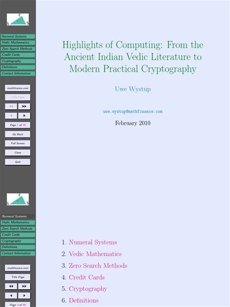 Highlights Of Computing From The Ancient Indian Vedic Literature To