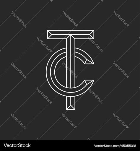 Initials Letters Tc Or Ct Logo Monogram Outline Vector Image
