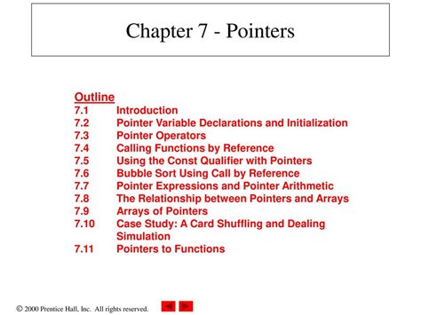 Chapter 7 Pointers Outline 71 Introduction Ppt Download