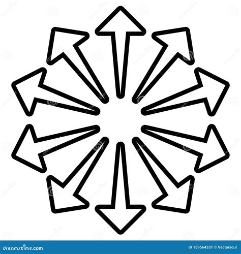 Radial Radiating Arrows For Expand Extend Explosion Themes Diverge Alignment Concept