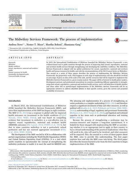 Pdf The Midwifery Services Framework The Process Of Implementation