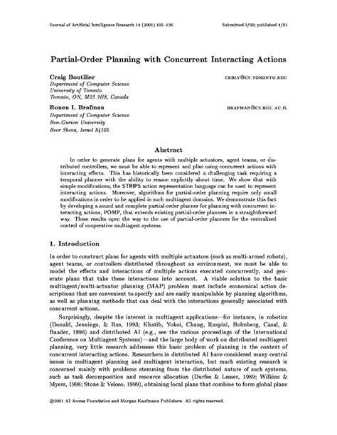 partial order planning with concurrent interacting actions deepai