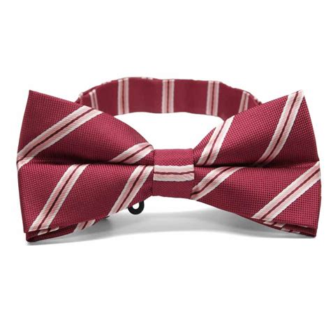 Burgundy Striped Band Collar Bow Tie Shop At Tiemart Tiemart Inc